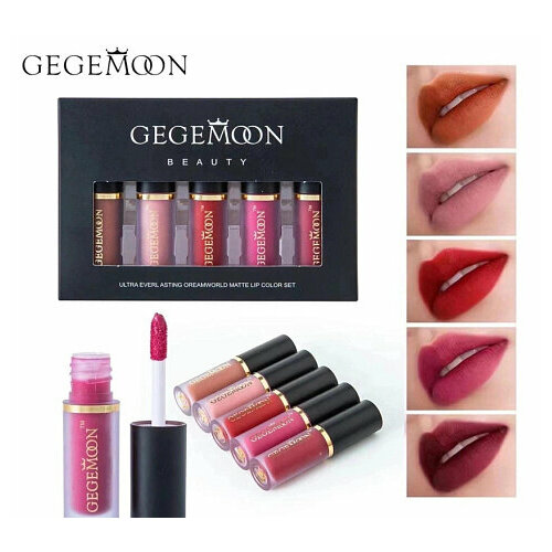 Набор жидких матовых помад для губ 5 шт GEGEMOON BEAUTY