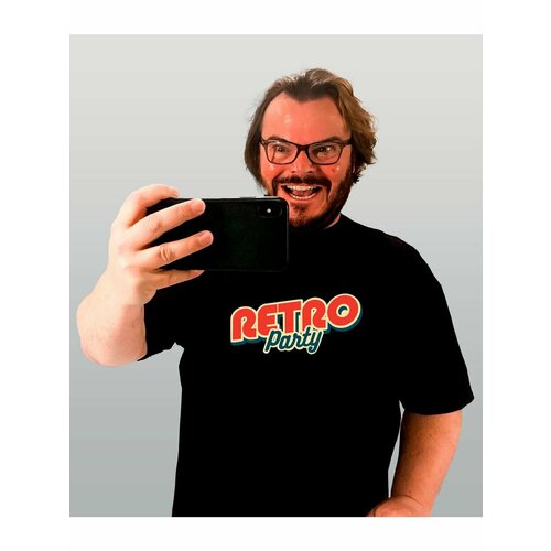 Футболка retro party 90е, размер 8XL, черный