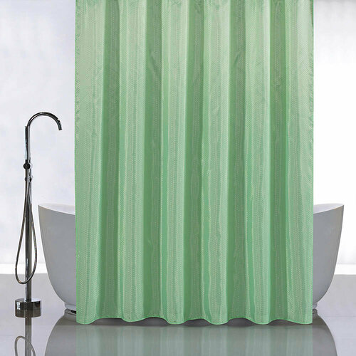Штора для ванной, однотонная Sanaks. Водоотталкивающая. Размер - 180*180 мм. Цвет - зеленый. Материал - полиэстэр.