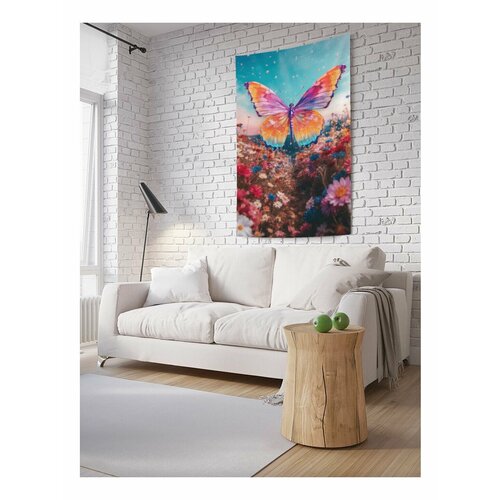 Вертикальное фотопанно на стену JoyArty "Бабочка в поле", из ткани, 150х200 см, серия 8 марта