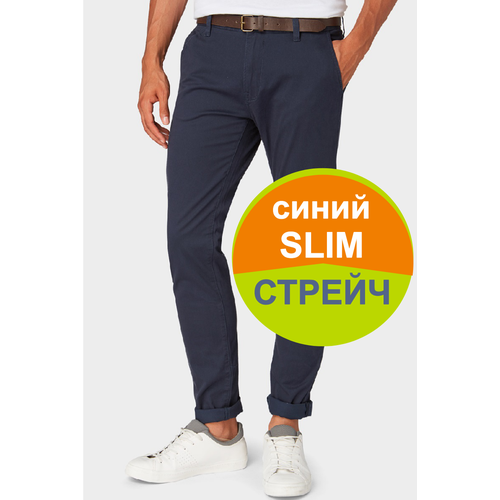 Брюки чинос Tom Tailor Slim Fit СТРЕЙЧ, размер 31/34, синий