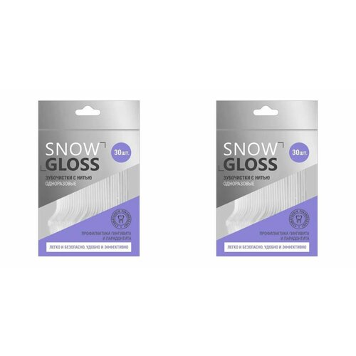 SnowGloss Одноразовые зубочистки с нитью 30шт, 2 уп.