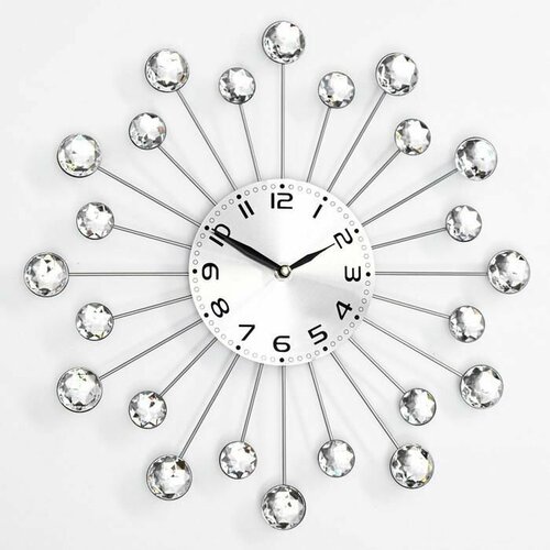 Часы настенные, форма круглая, плавный ход, d-35 см, циферблат 13 см, цвет серебро