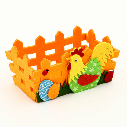 Пасхальный декор корзинка оранжевого цвета "Петушек" 10х16х9 см (комплект из 5 шт)