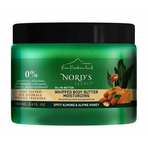 Взбитое масло для тела с ароматом миндаля и альпийского меда Nord's Secret WHipped Body Butter Moisturizing Spicy Almonds & Alpine Honey