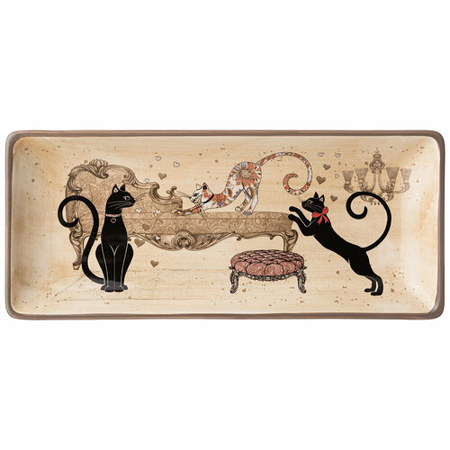 Набор из 2 штук Блюдо Agness "Парижские коты" 28х12х3см, прямоугольное, керамика (358-1740/2)