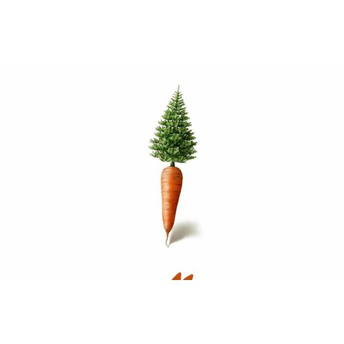 Картина на холсте 60x110 LinxOne "Морковь, рисунок, трава" интерьерная для дома / на стену / на кухню / с подрамником