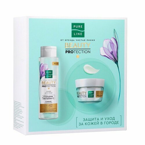 Чистая линия Подарочный набор Чистая Линия Beauty Protection: тонер, 110 мл + крем-флюид для лица, 45 мл