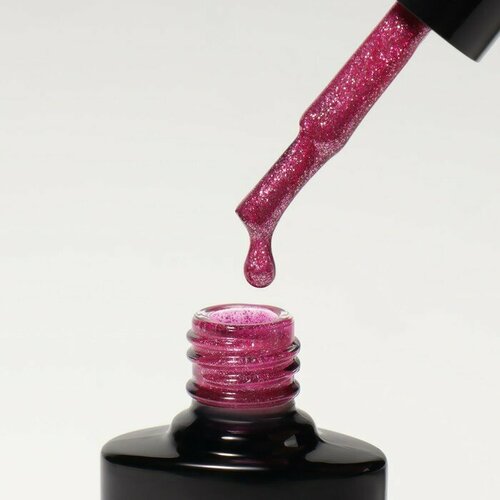 Queen fair Гель лак для ногтей, «CHROME», шиммерный, 3-х фазный, 8мл, LED/UV, цвет ярко-розовый (017)