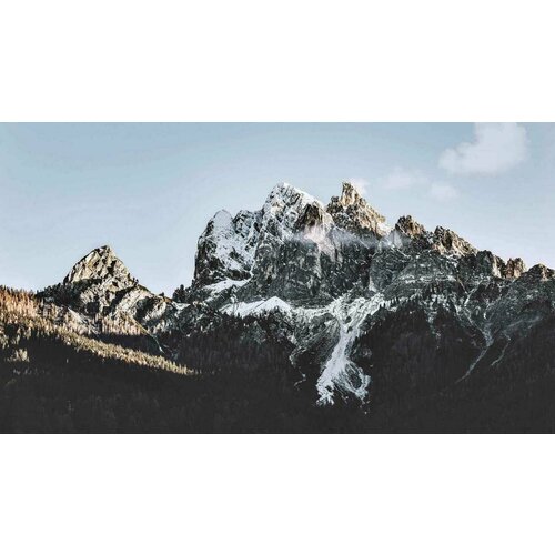 Картина на холсте 60x110 LinxOne "Горы, вершины, заснеженный, скалы, пейзаж" интерьерная для дома / на стену / на кухню / с подрамником
