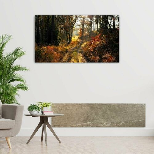 Картина на холсте 60x110 LinxOne "Дорога пейзаж деревья" интерьерная для дома / на стену / на кухню / с подрамником