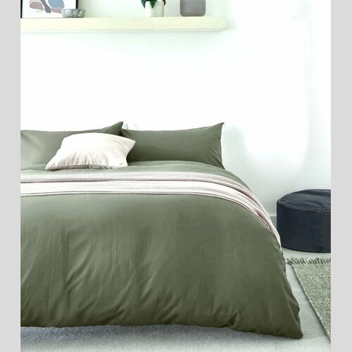 Однотонное постельное бельё sp003-2-50, цвет Олива, 2-спальный, матовый сатин, наволочки 50x70