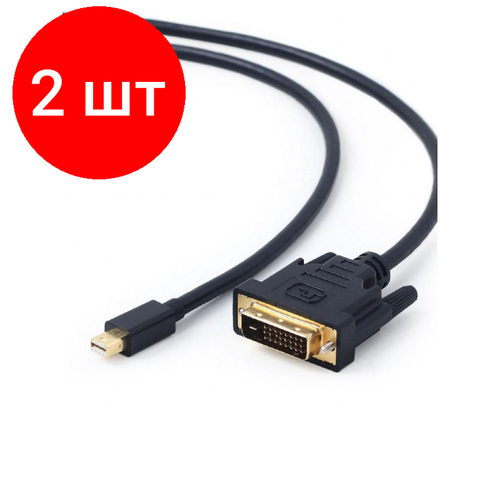 Комплект 2 штук, Кабель mDP - DVI, M/M, 1.8 м, поз. р, Cablexpert, чер, CC-mDPM-DVIM-6