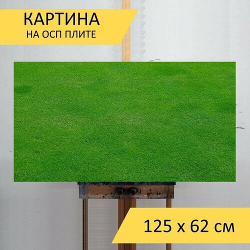 Картина на ОСП 125х62 см. "Лужайка, луг, трава" горизонтальная, для интерьера, с креплениями