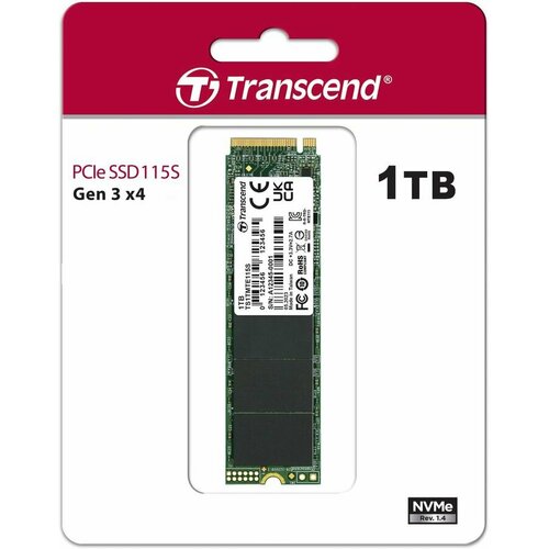 SSD накопитель Transcend 115S TS1TMTE115S 1ТБ, M.2 2280, PCIe 3.0 x4, NVMe, M.2