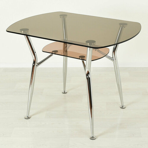 Стеклянный стол Квадро 32 бронза/хром (1100х700)