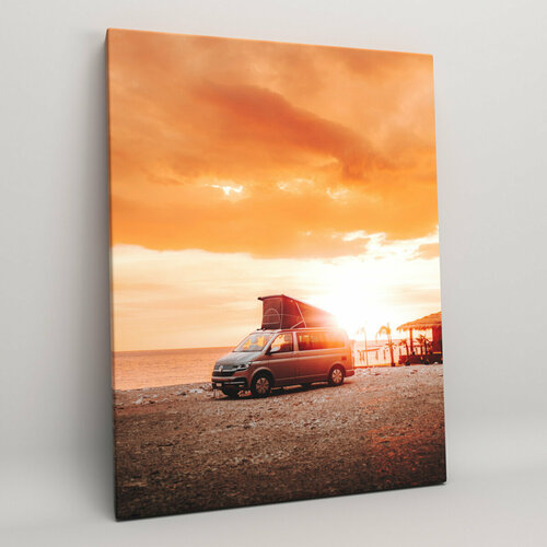 Картина на холсте (интерьерный постер) "Фольксваген Калифорния" машины и автомобили, с деревянным подрамником, размер 30x40 см