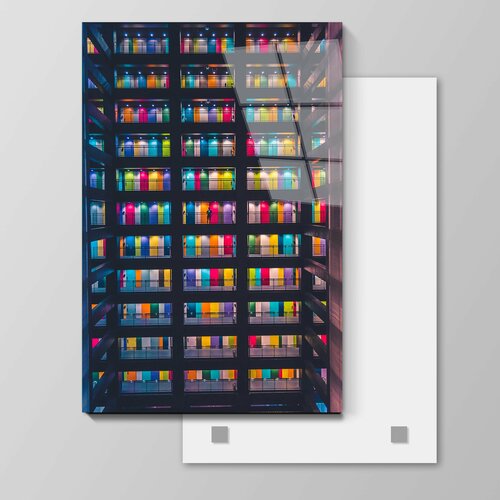 Картина на стекле - "Цветные балконы" размер 135-90 см