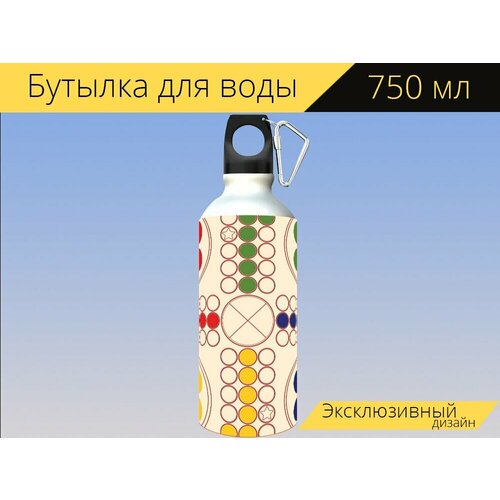 Бутылка фляга для воды "Игра лудо, высокое разрешение, печатный" 750 мл. с карабином и принтом