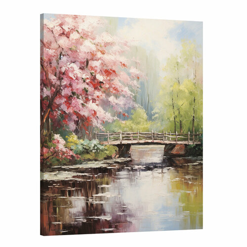 Интерьерная картина 50х70 "Японский мостик в саду"