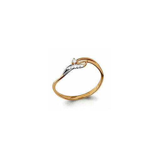 Кольцо AQUAMARINE, красное золото, 585 проба, фианит, размер 15.5, красный