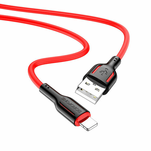 USB кабель BOROFONE BX63 Charming Lightning 8-pin, 1м, 2.4A, силикон (красный)