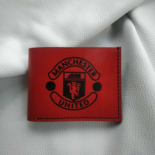 Кошелек  ФК Манчестер Юнайтед, фактура гладкая, черный, красный