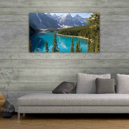 Картина на холсте 60x110 LinxOne "Пейзажи лодки дерево места" интерьерная для дома / на стену / на кухню / с подрамником