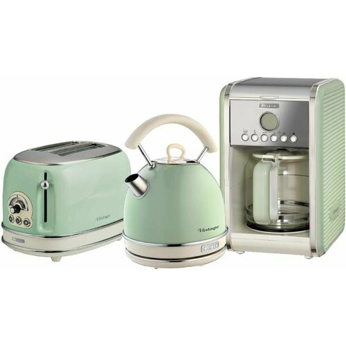 Кухонный набор с чайником, тостером и кофеваркой Ariete ARPK14 Retro Style, Green