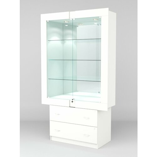 Витрина "электра" №6-2 (задняя стенка - зеркало), Белый 110 x 45 x 190 см