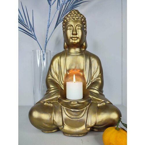 Интерьерная Статуэтка Будды "под свечу" в декоре "Старое Золото"