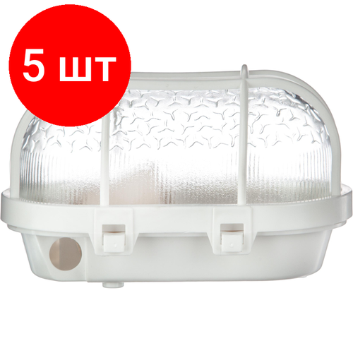 Комплект 5 штук, Светильник ЖКХ TOPFORT НБП 01-60-002 У3, со стеклом, белый, для ламп E27 60Вт