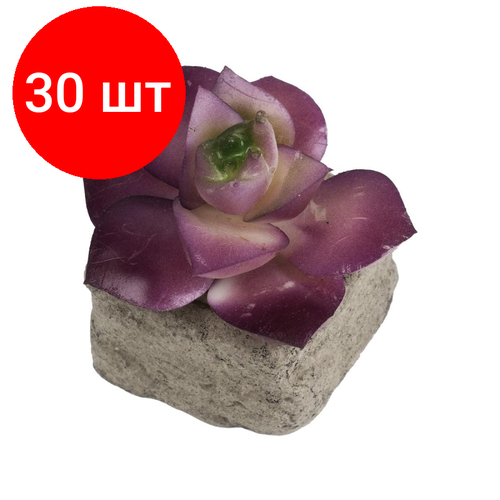 Комплект 30 штук, Цветок искусственный декоративный Розовый Суккулент в кашпо/8см арт.88211