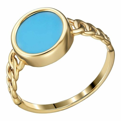 Перстень UVI Ювелирочка, серебро, 925 проба, золочение, голубой, золотой