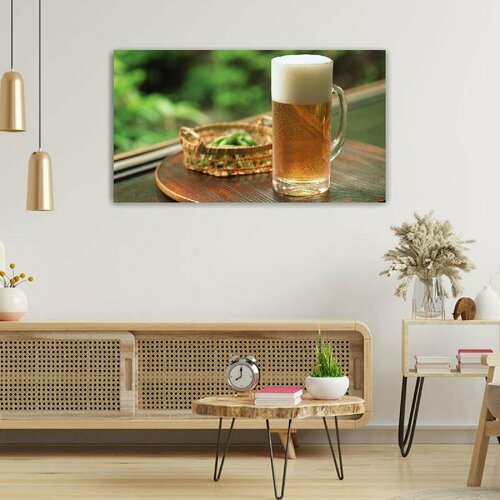 Картина на холсте 60x110 LinxOne "Бокал свежего пива" интерьерная для дома / на стену / на кухню / с подрамником