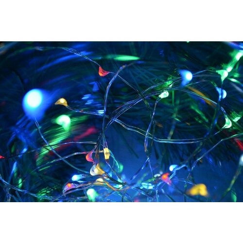 Новогодняя гирлянда "Роса" на электропитании 30 м (300 лампочек) разноцветный свет