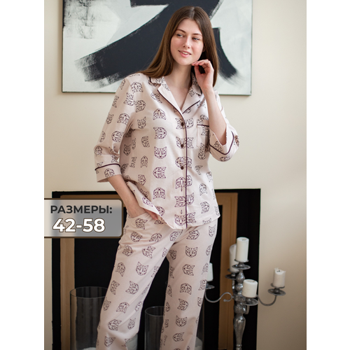 Пижама  MillenaSharm, размер 48, коричневый