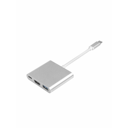 USB Type C HDMI + USB 3.0 + Type C переходник для подключения телевизора монитора проектора ноутбука док-станция type c + на hdmi бело-серый
