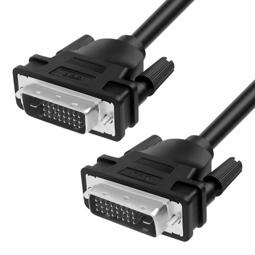 GCR Кабель DVI D 1.5м черный OD 8.5мм 28/28 двойной экран кабель для компьютера ноутбука телевизора