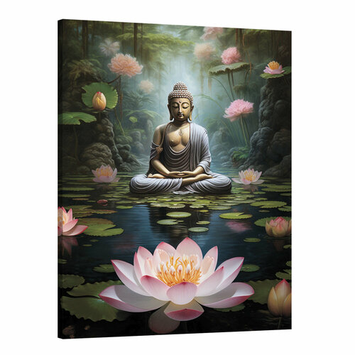 Интерьерная картина 50х70 "Будда и духовное равновесие"