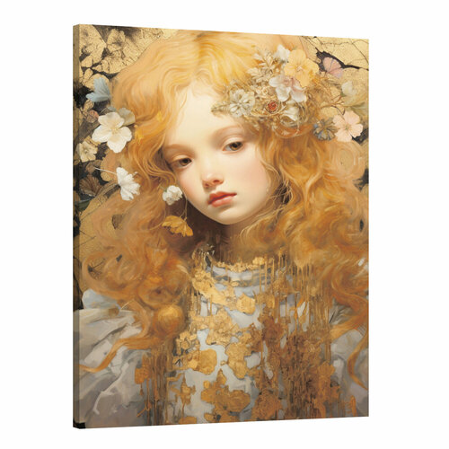 Интерьерная картина 50х70 "Кукла с золотистыми волосами"