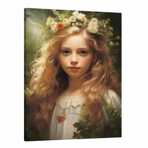 Интерьерная картина 50х70 "Девочка с цветочным венком"