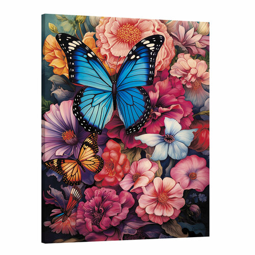 Интерьерная картина 50х70 "Бабочки среди цветов"