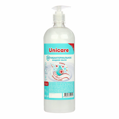 Антибактериальное жидкое мыло UNICARE, с дозатором, 1л (комплект из 8 шт)