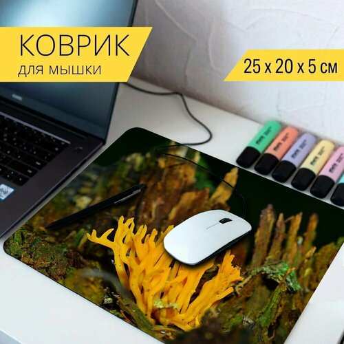 Коврик для мыши с принтом "Лес, природа, липкий рог" 25x20см.
