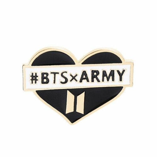 Значок Пин значок/брошь K-pop БТС BTS, сердце #BTSхARMY, черный