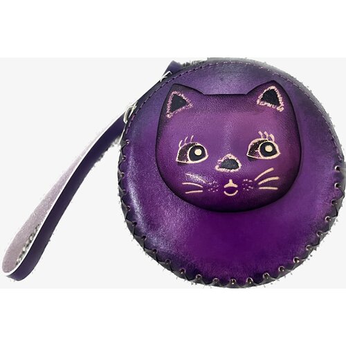 Кошелек  Фиолетовая кошка, фактура гладкая, фиолетовый