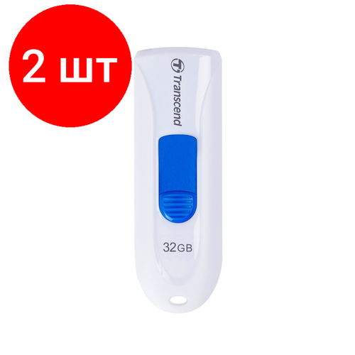 Комплект 2 штук, Флеш-память Transcend JetFlash 790, 32Gb, USB 3.1 G1, б/син, TS32GJF790W