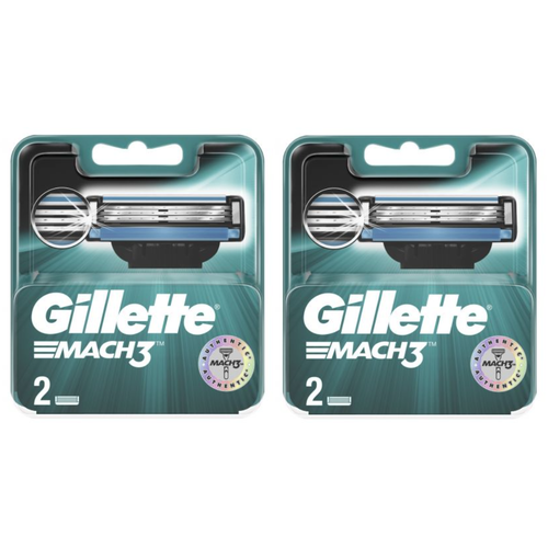 Cменные кассеты для бритья Gillette Mach3, 2 шт, 2 уп.