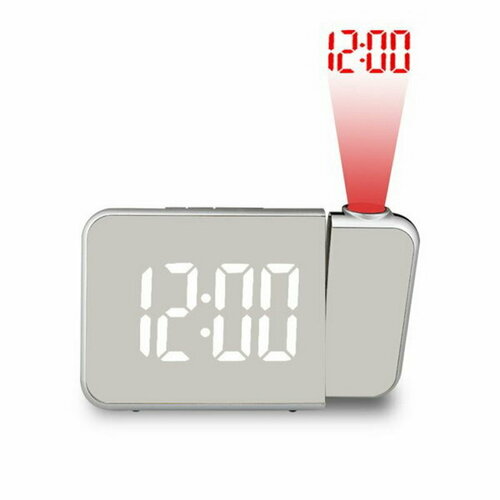 Часы настольные электронные с проекцией: будильник, гигрометр, календарь, белые цифры